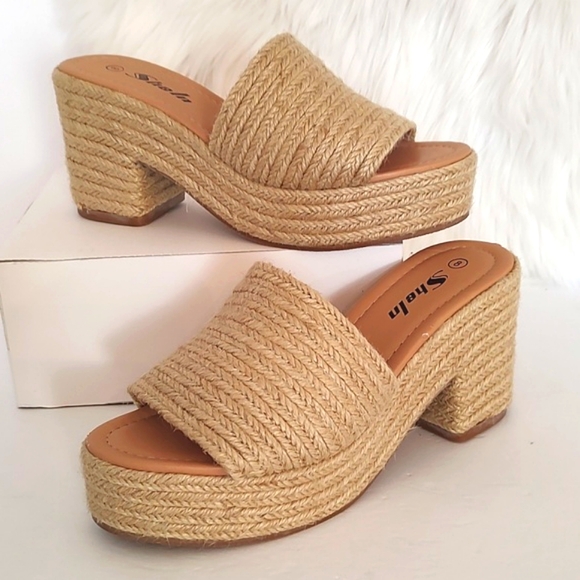 SHEIN | Shoes | Shein Womens Braided Slide On Platform Sandalssize 8 ...